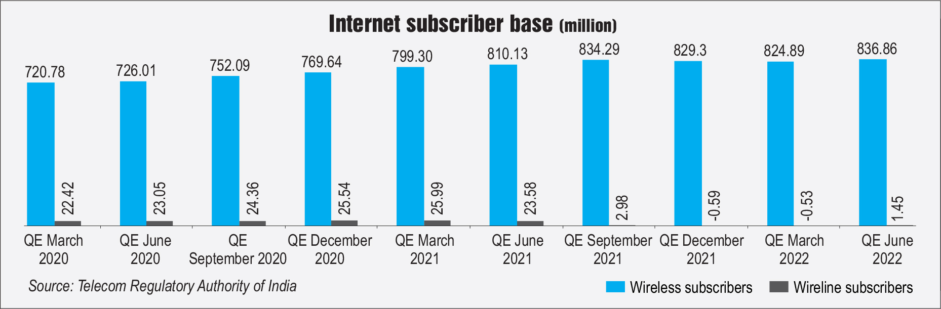 Telecom Subscriber Base: Internet segment